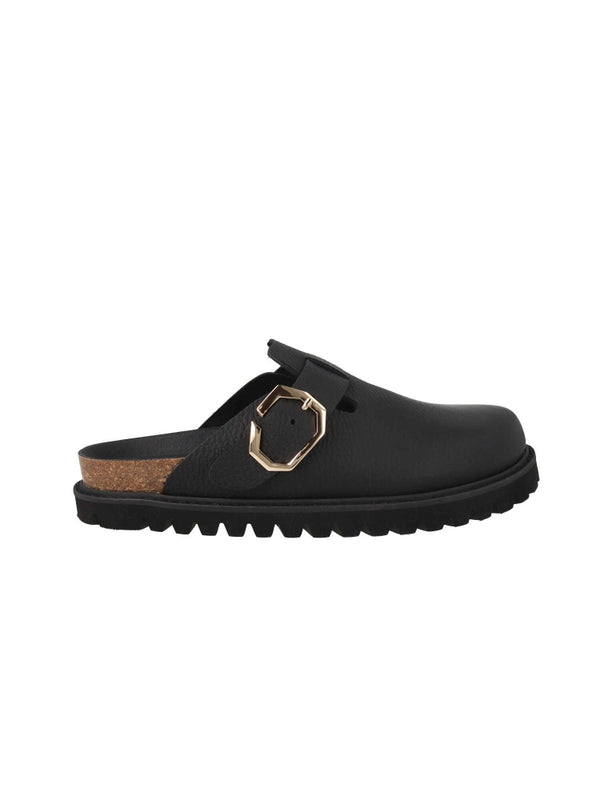 INDIANA EMBOSSED LEATHER BLACK Women Anatomical Clog